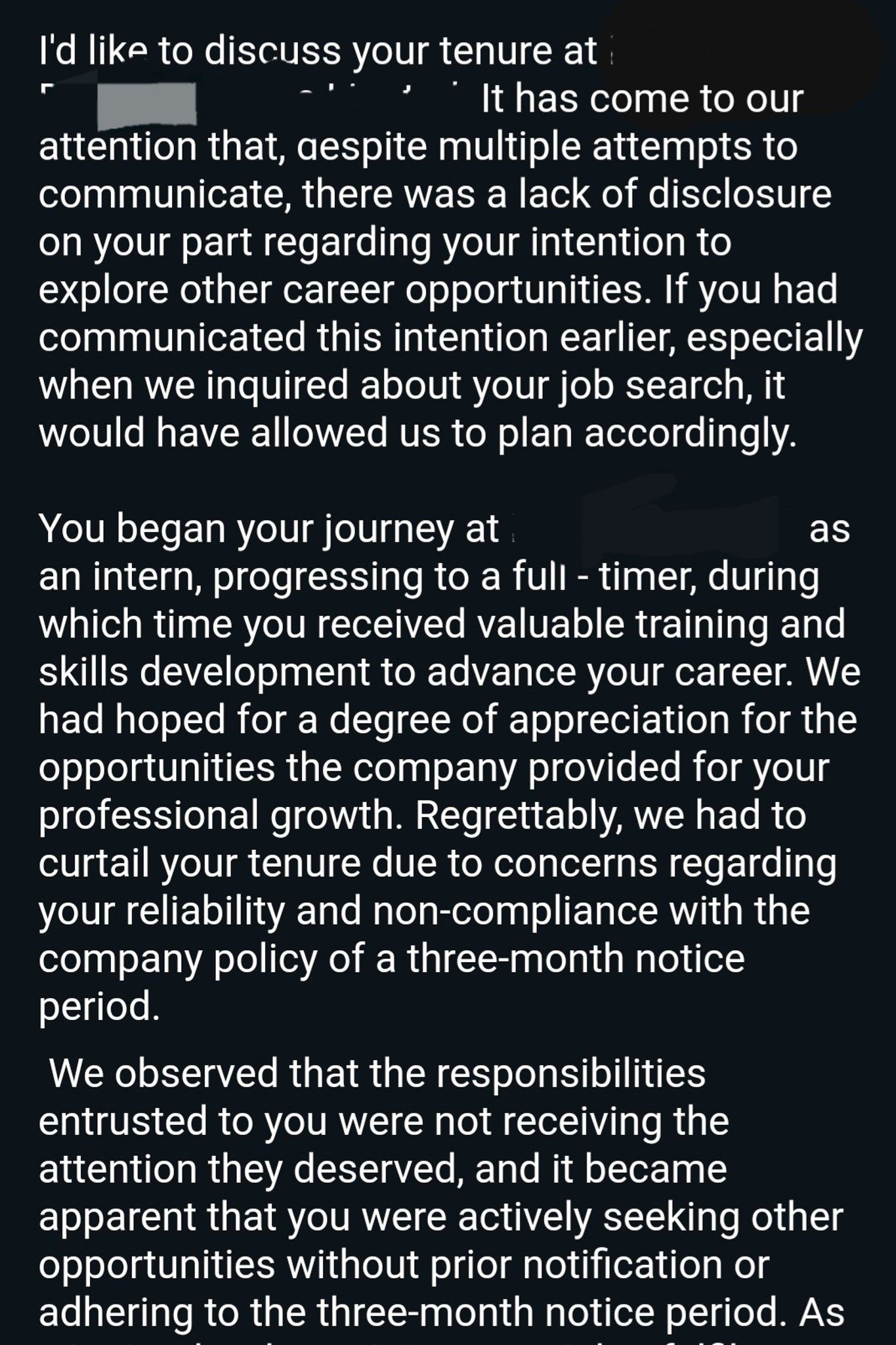 I sent resignation email twice and I was ready to serve for a month ...