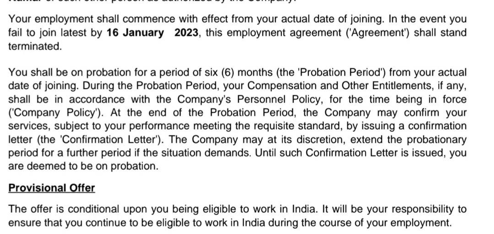 As per below offer letter is January 16, 2022 will be the joining date ...