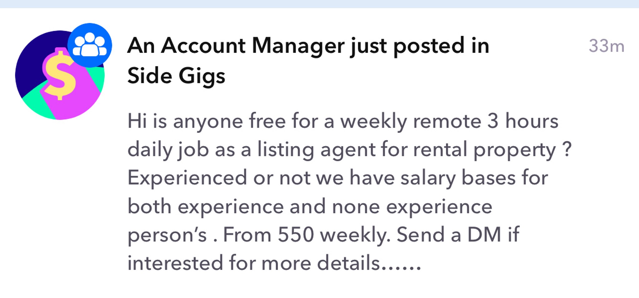 There is a post with the below message. The poste... | Fishbowl