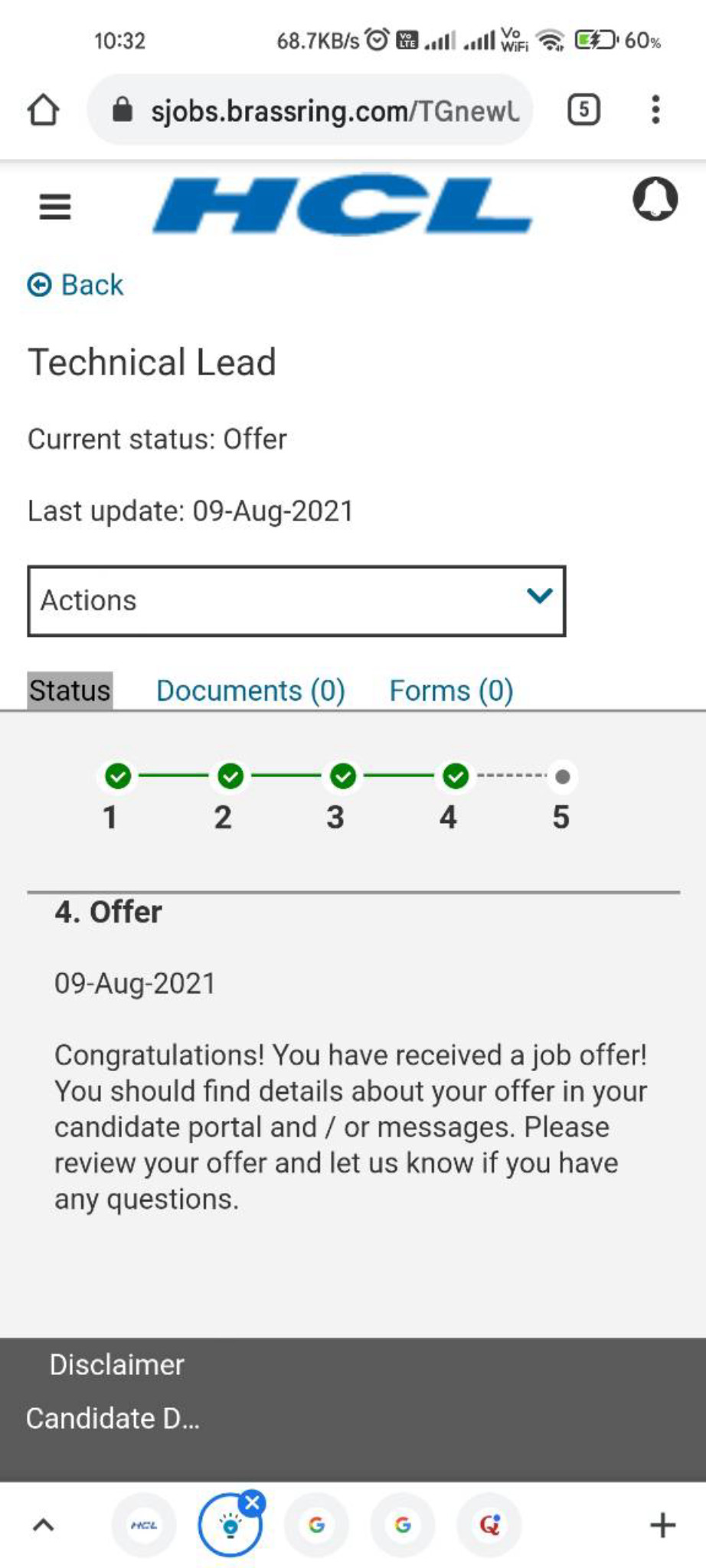 Hi Fishes, When can I expect to get the offer letter mail from HCL? I ...