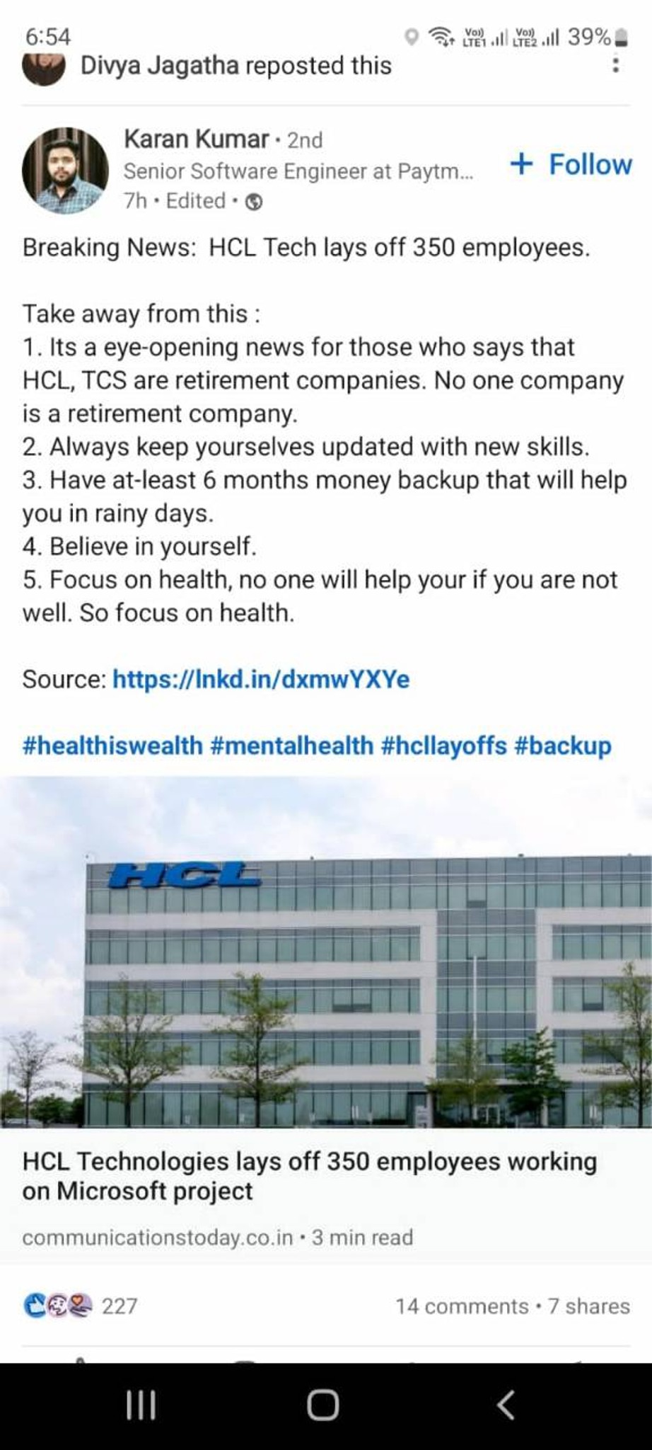 Damn HCL layed off HCL Technologies | Fishbowl