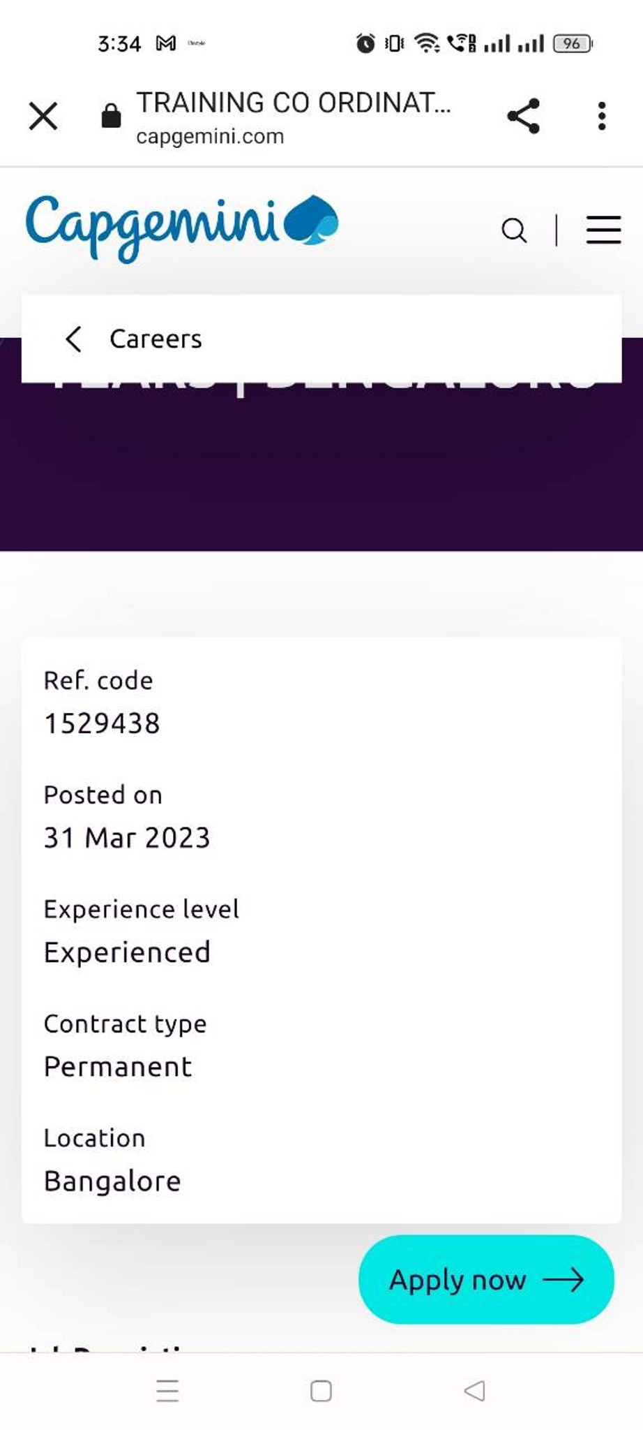 Capgemini Can anyone refer me for Training Cordina... | Fishbowl