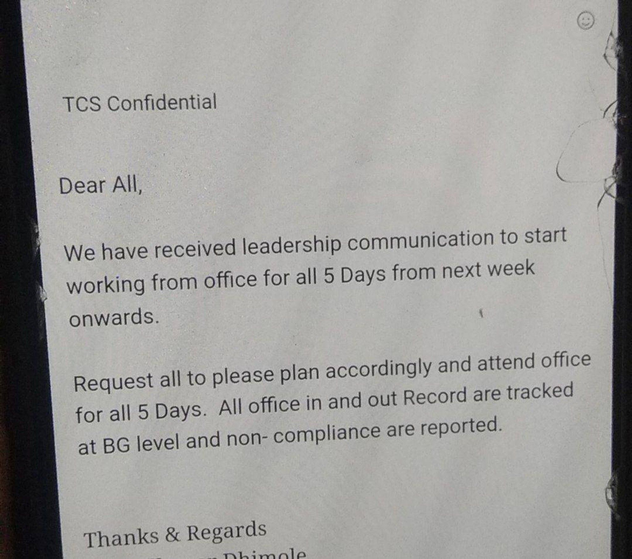 I feel TCS is one non evolving firm.The WFO for 5 days mandate they ...