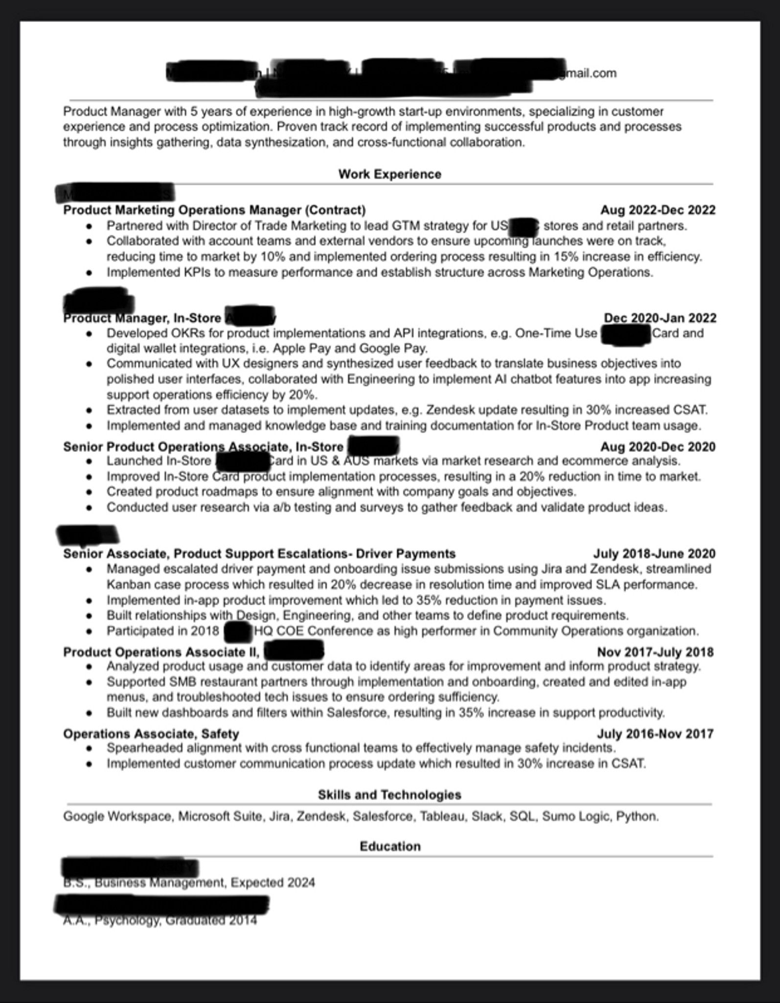 I revamped and made some edits to my resume yet again and would like ...