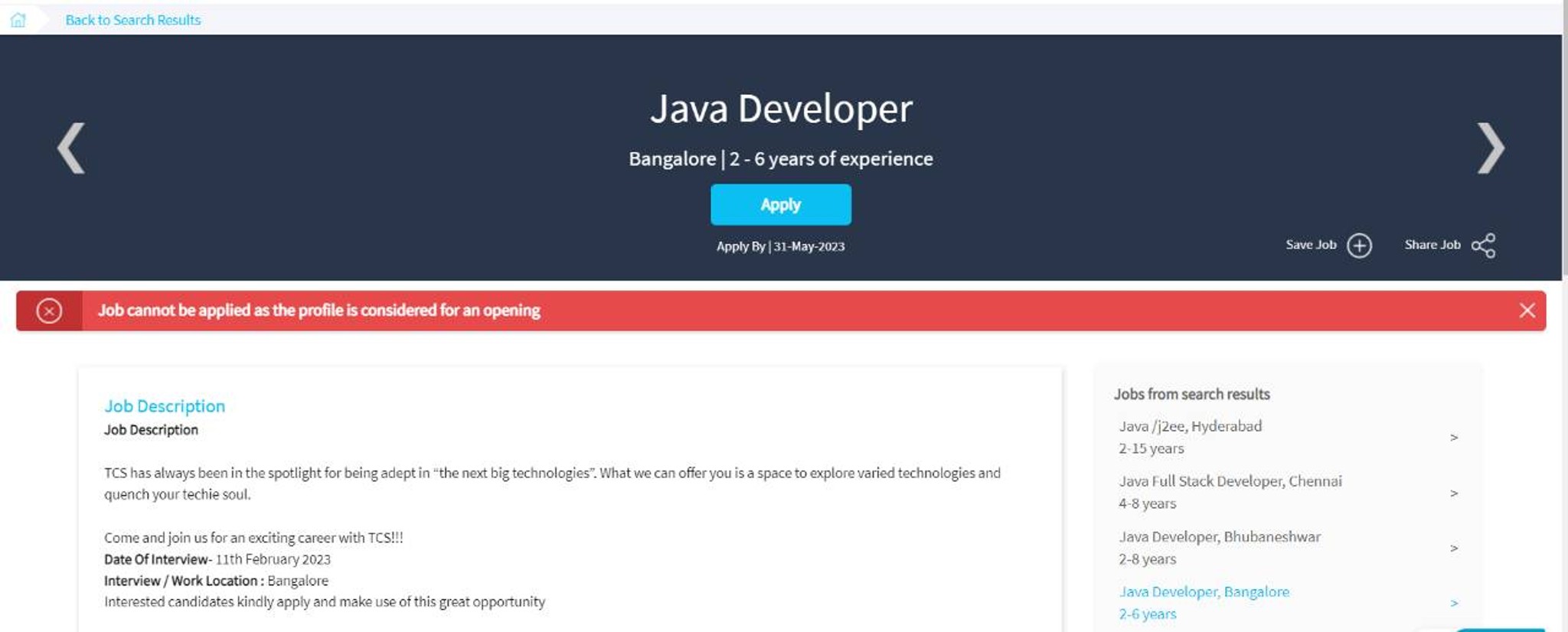 Hi, I created my profile on TCS iBegin in 2021 and applied for a Job and got selected but due to ...