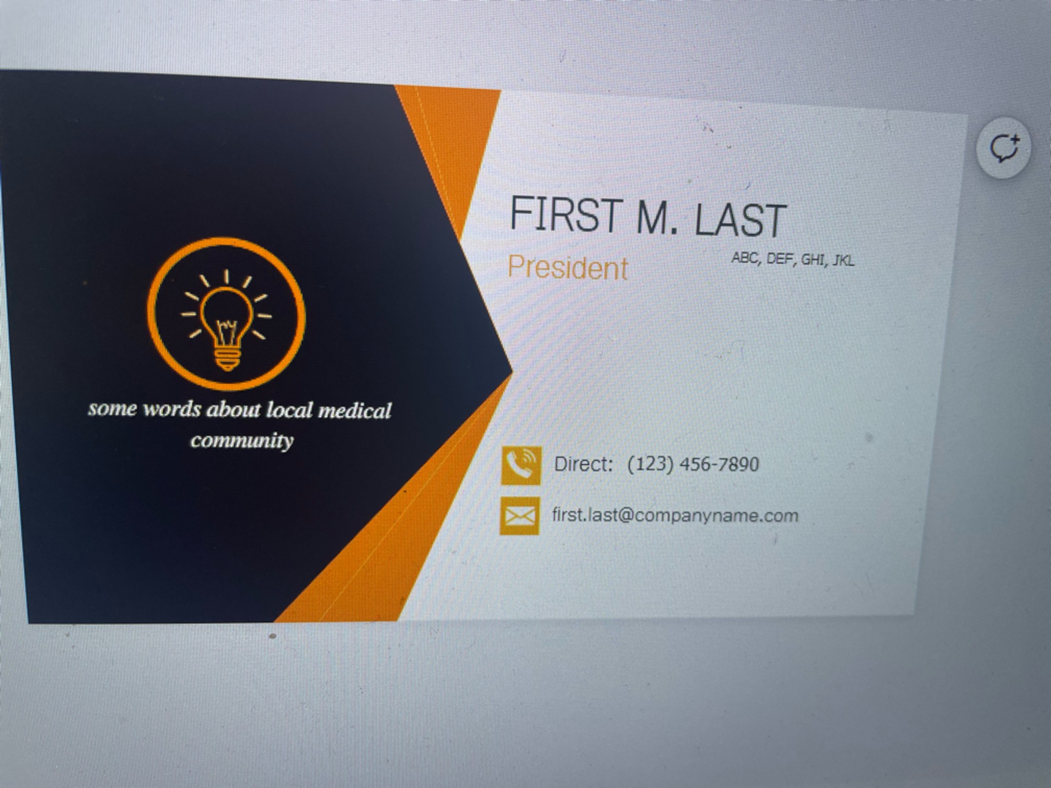 Thoughts on this business card? The back would hav... | Fishbowl