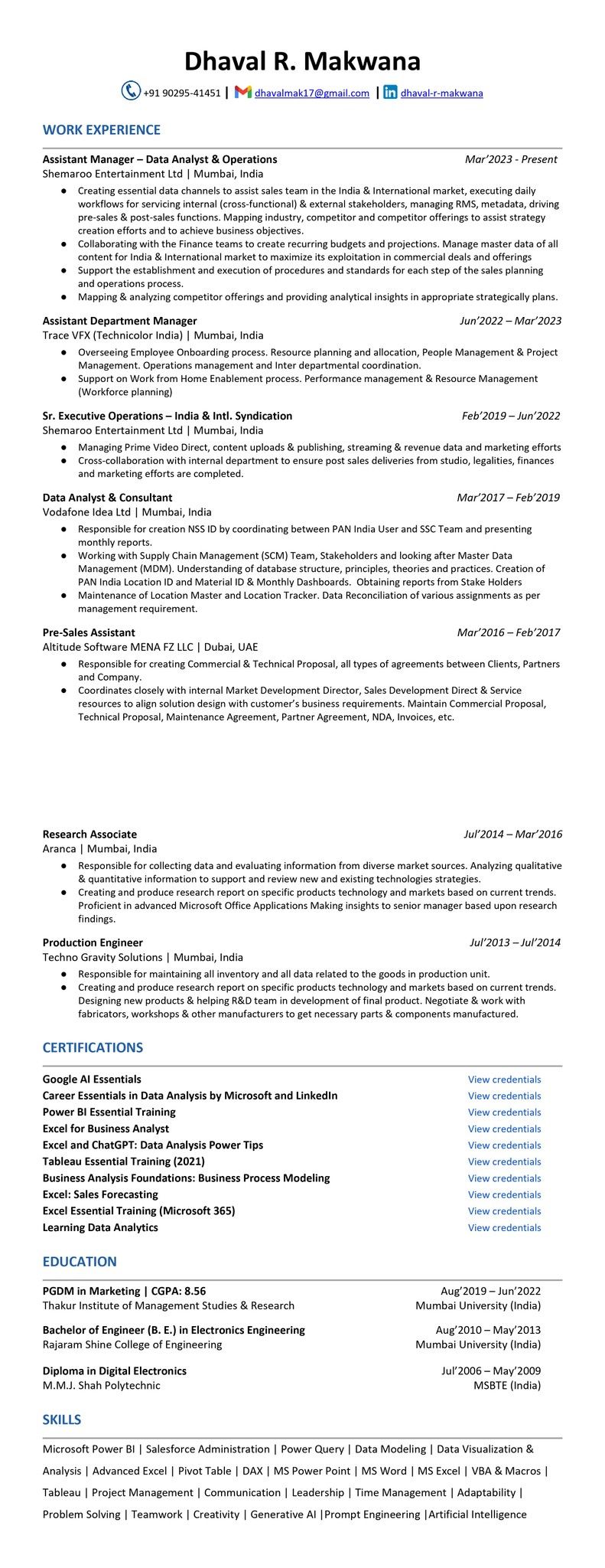 I'm Dhaval Makwana from Mumbai with ~10 years of experience in ...