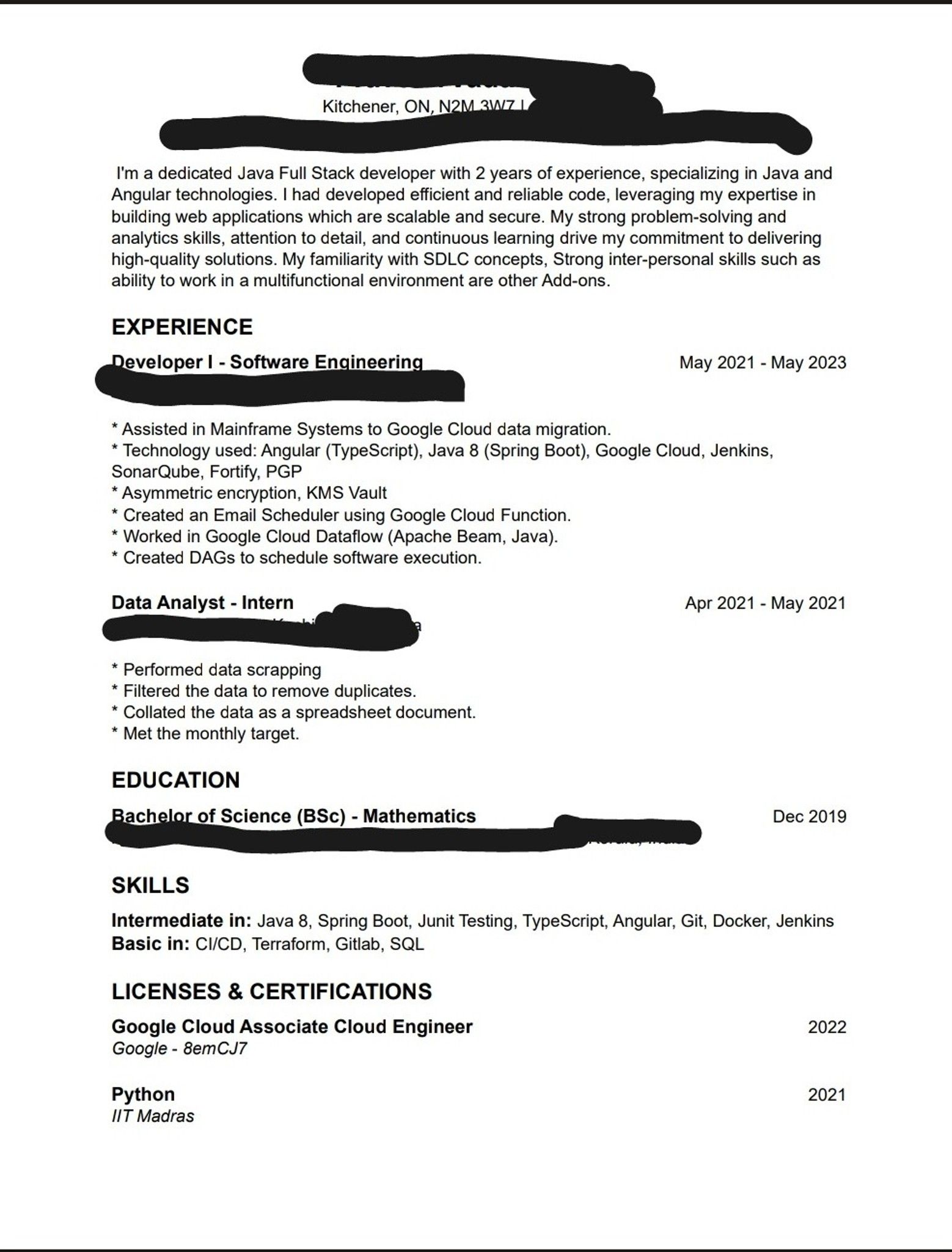 Hi I am a Junior developer with 2 years of experience in Java. I worked ...