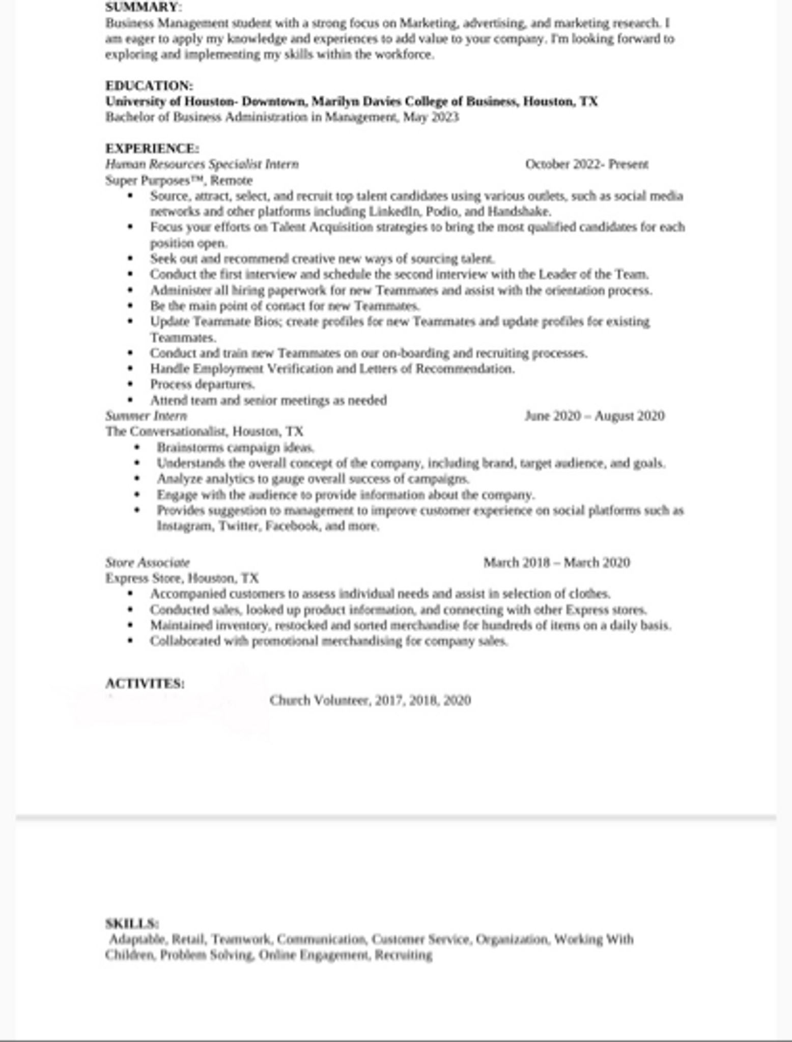 Hello all, I’m an undergraduate business management student. Graduation ...