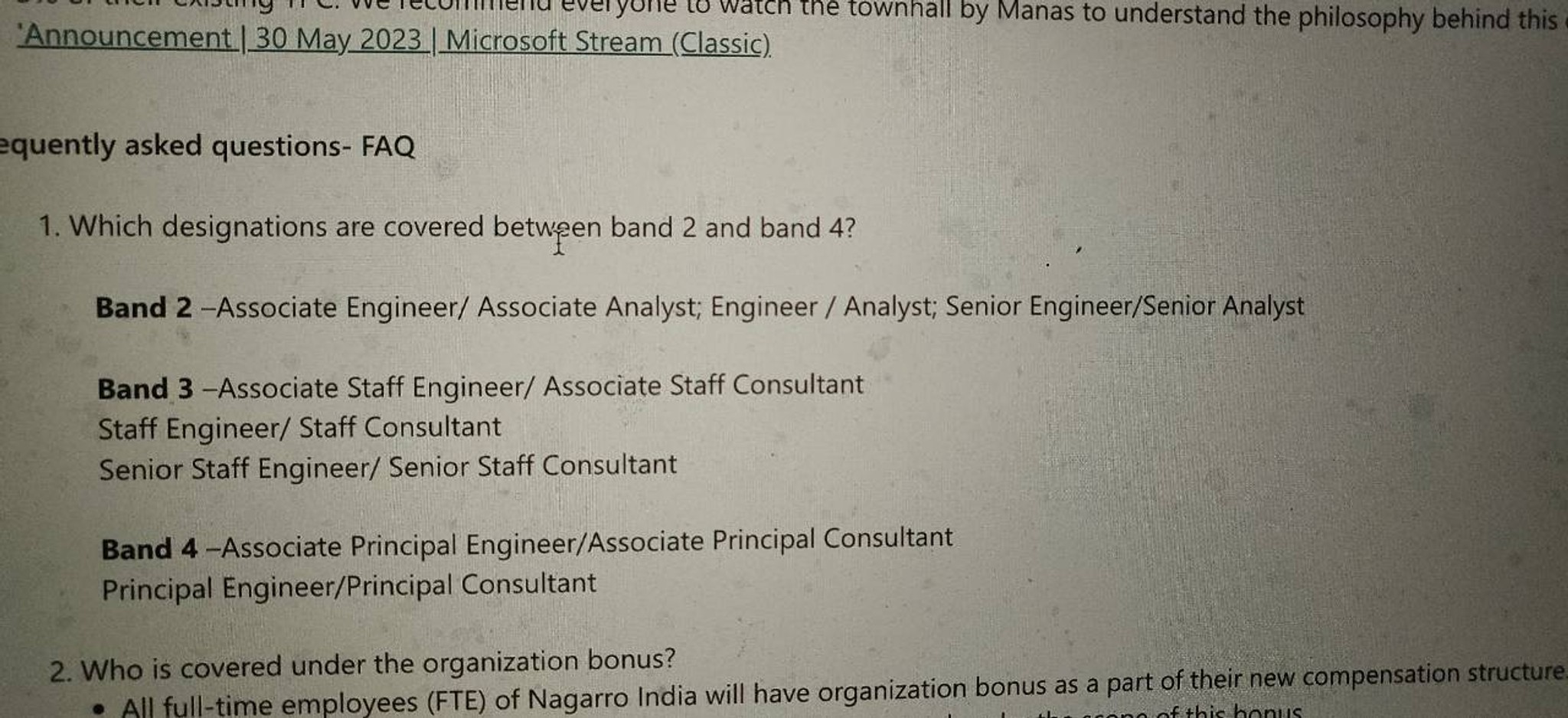How to find the employee band in Nagarro. This is ... | Fishbowl