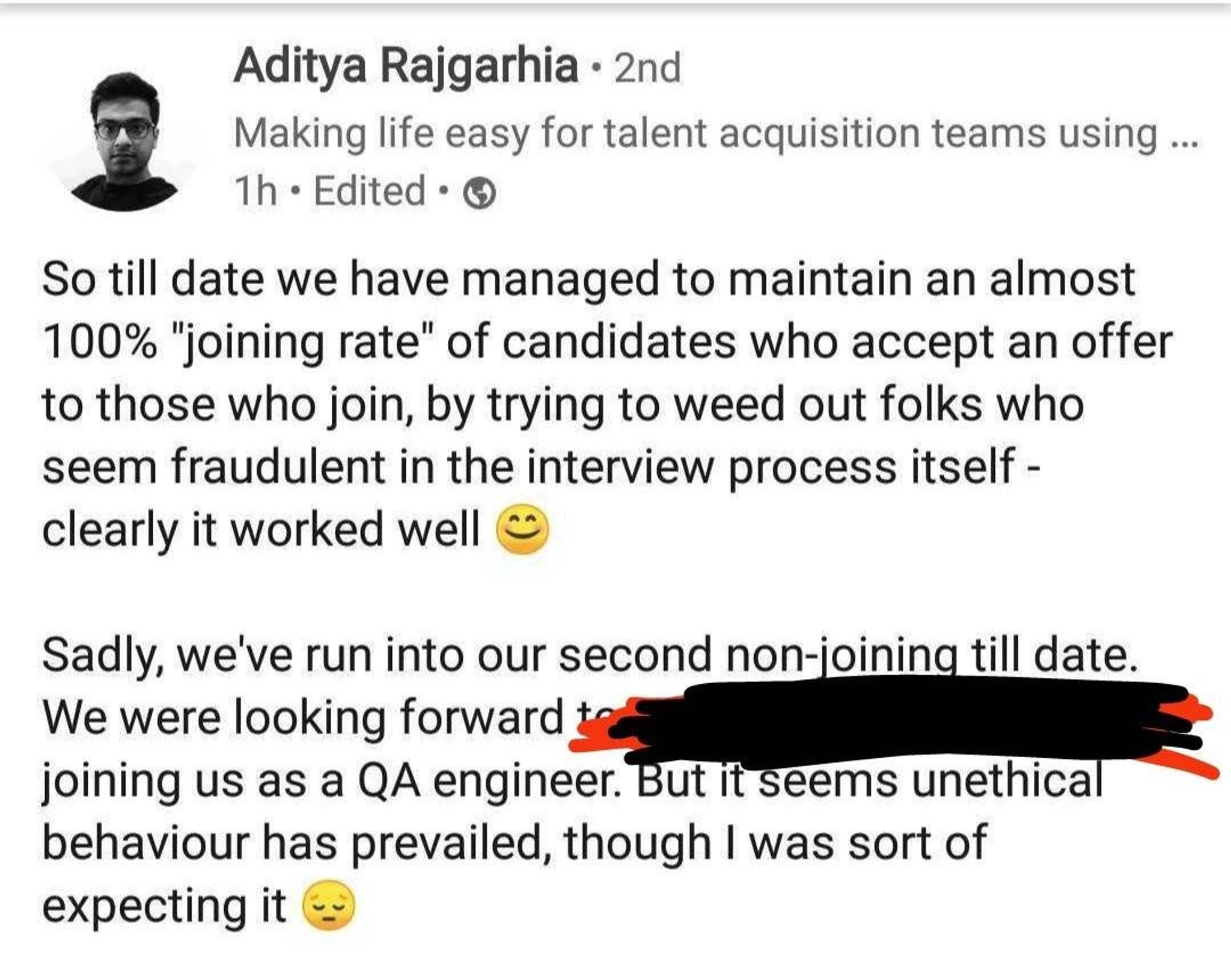 My application status in Infosys is schedule inter... | Fishbowl
