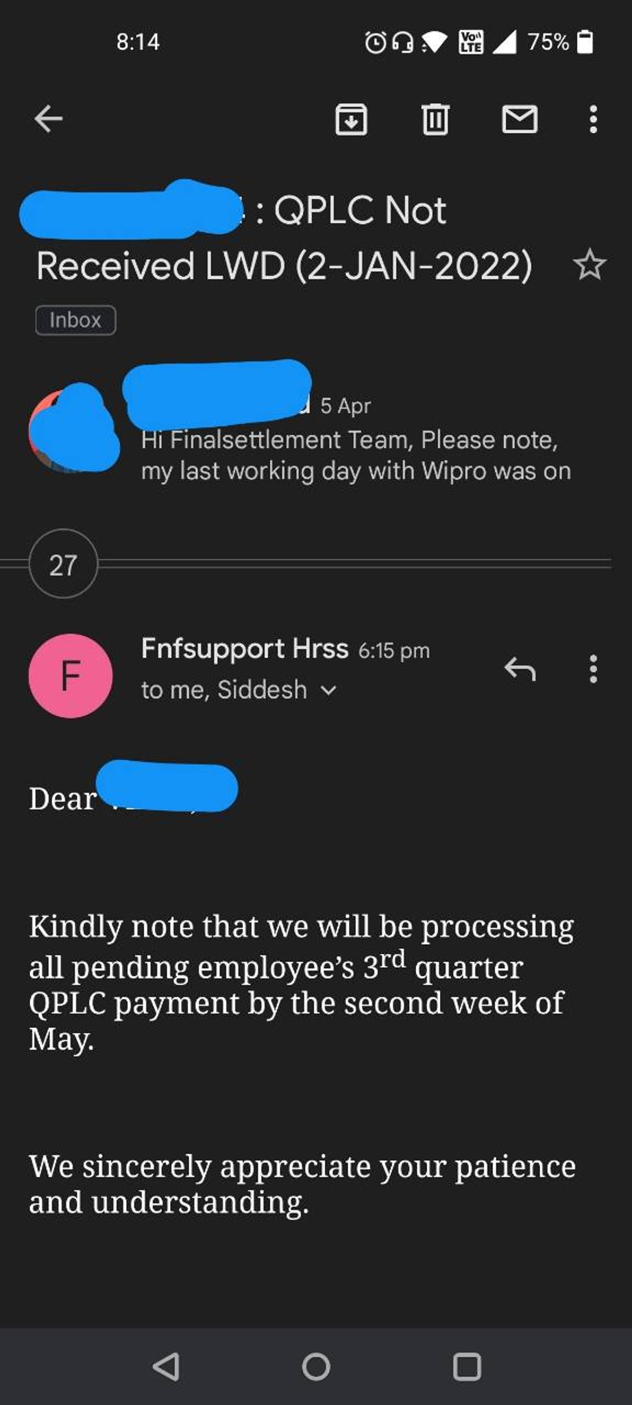 Hi Fishes, Anyone left Wipro recently (after Jan-... | Fishbowl