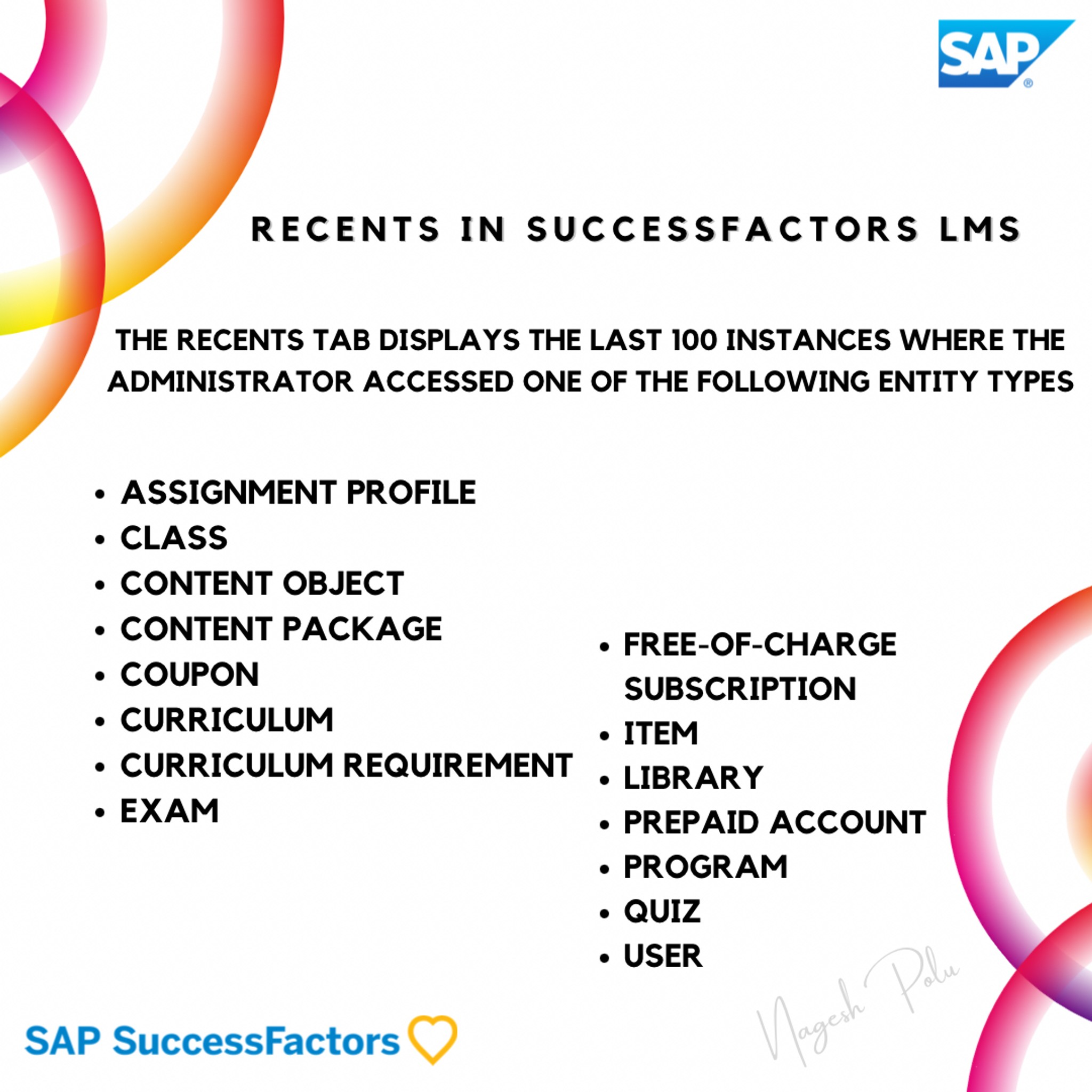 Recents in SuccessFactors LMS #SAP #SuccessFactor... | Fishbowl