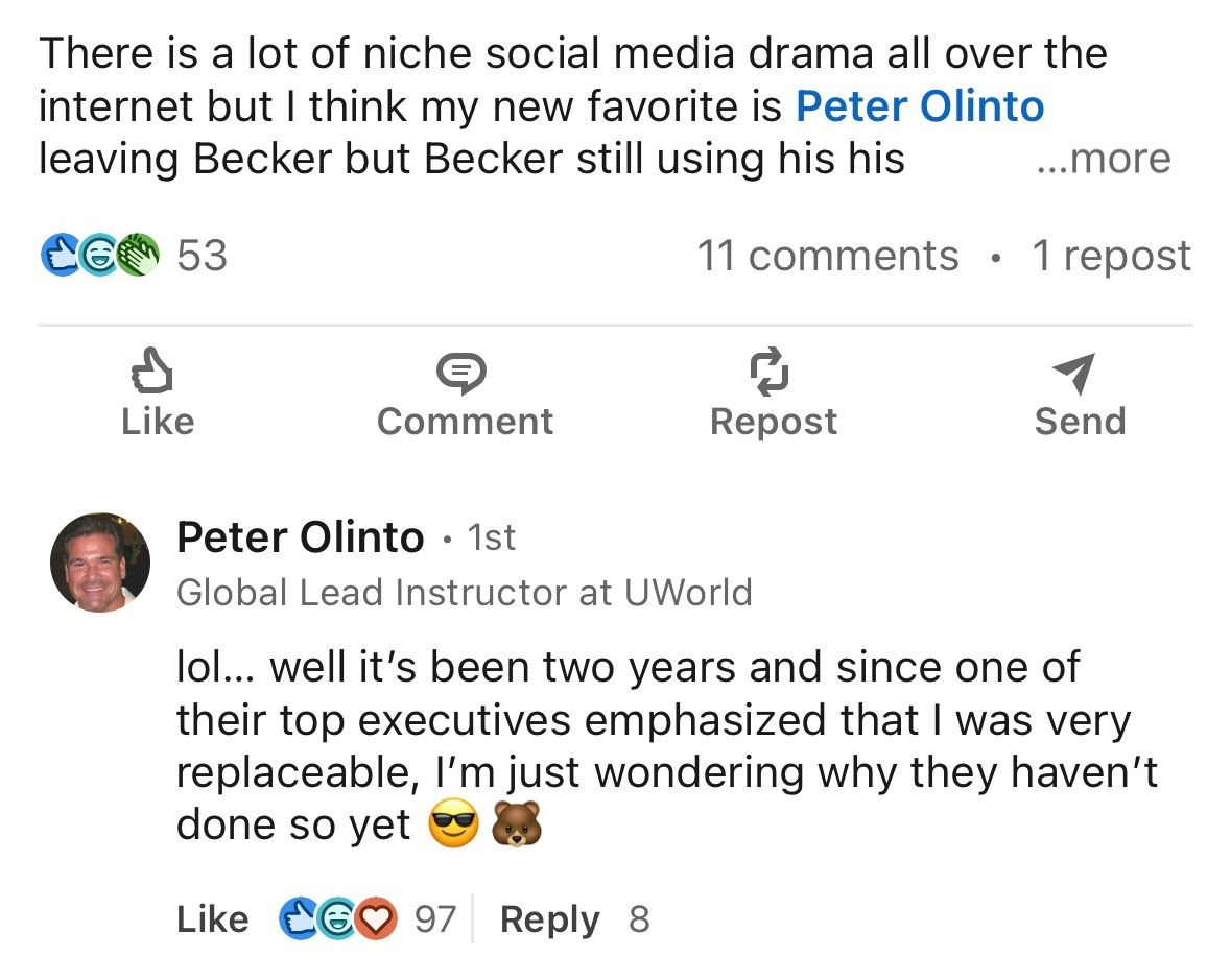 Peter Olinto drama on LinkedIn. Does this feel cri... | Fishbowl
