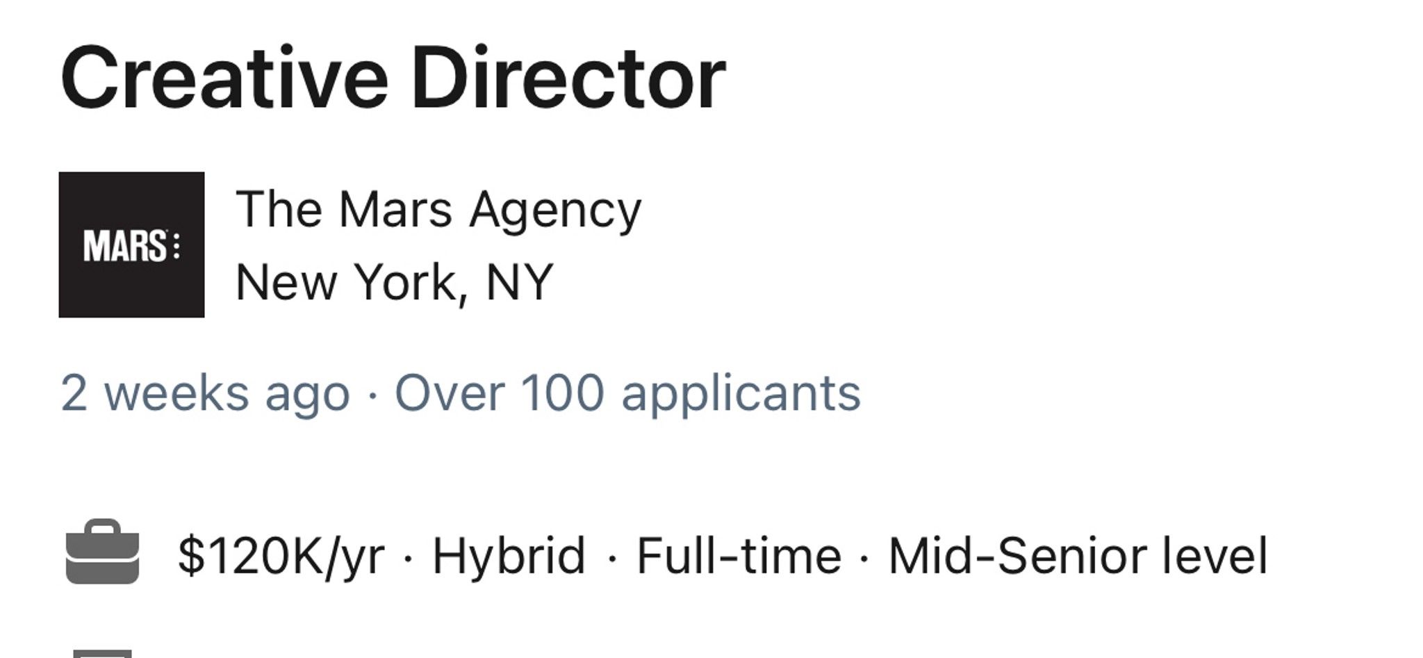 1. Creative director job 2. 120k a year salary 3. ... | Fishbowl