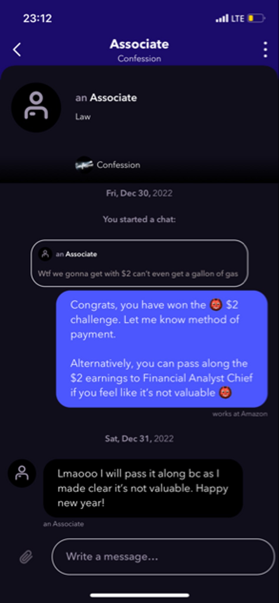 👹UPDATE: Financial Analyst Chief has won $2. DM f... | Fishbowl