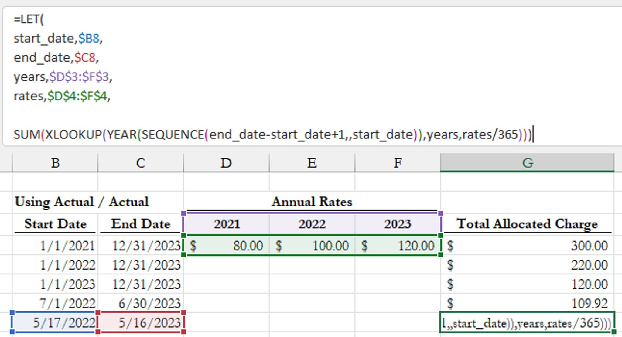 How can I calculate a rate crossing different periods? Per the picture ...