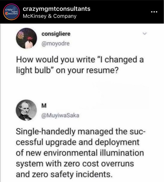 How do you describe your consulting gig on your re... | Fishbowl