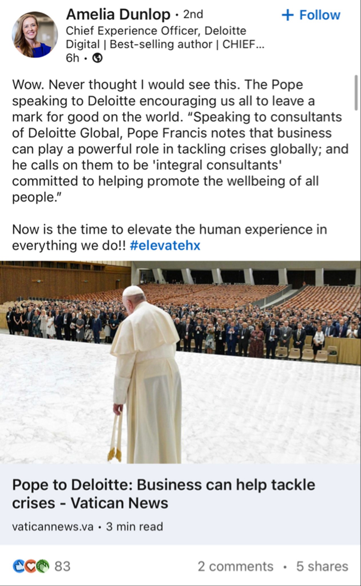 Fun fact: Pope Francis has an honorary degree from Deloitte University ...