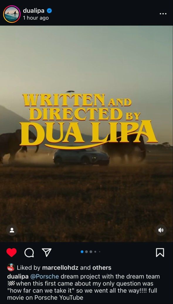 Pretty cool ad by Porsche with Dua Lipa! They “ask... | Fishbowl