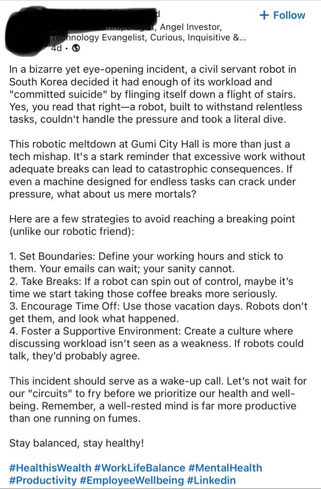 Robot fell down a flight of stairs due to a techni... | Fishbowl