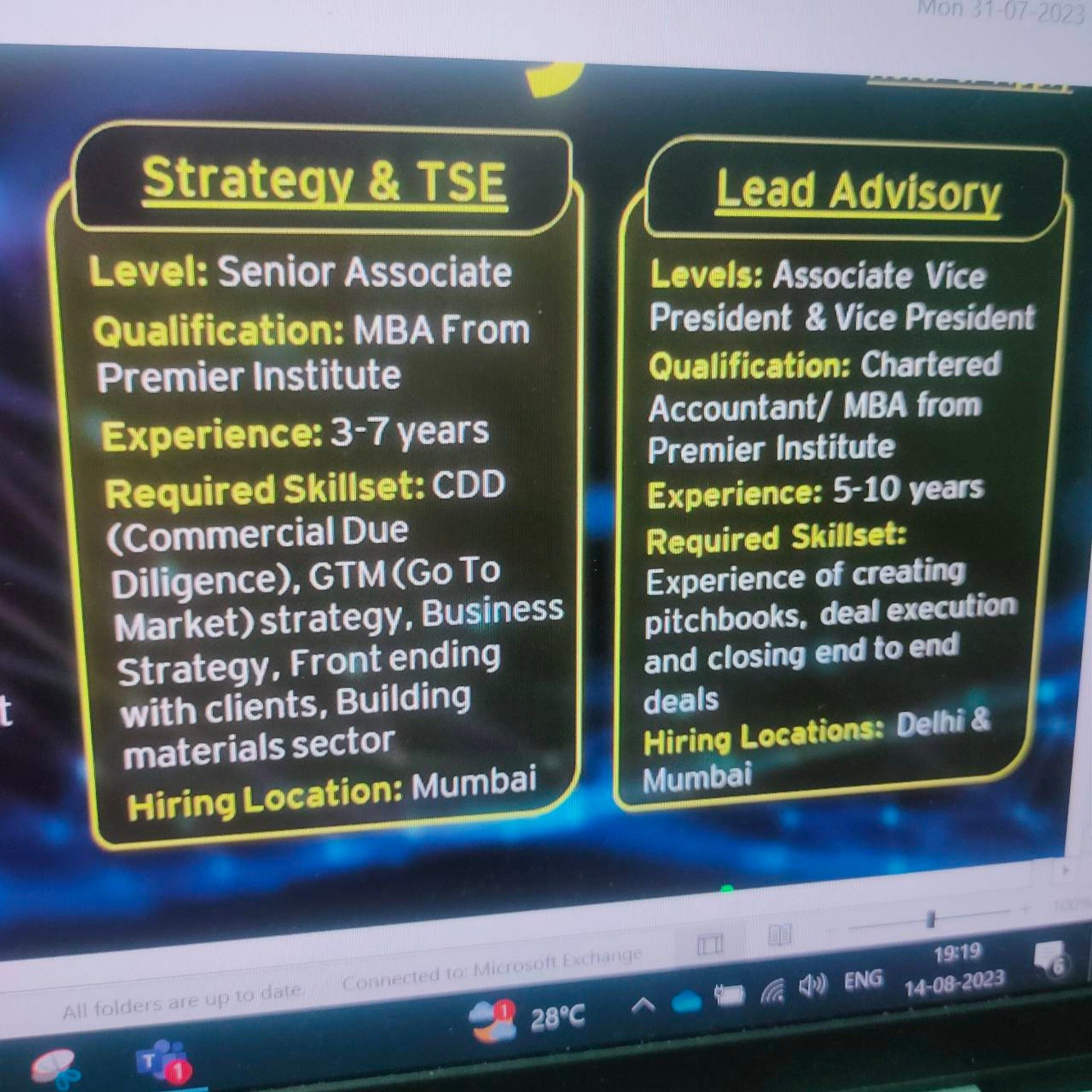 EY hiring for below roles,DM for refferals,those w... | Fishbowl