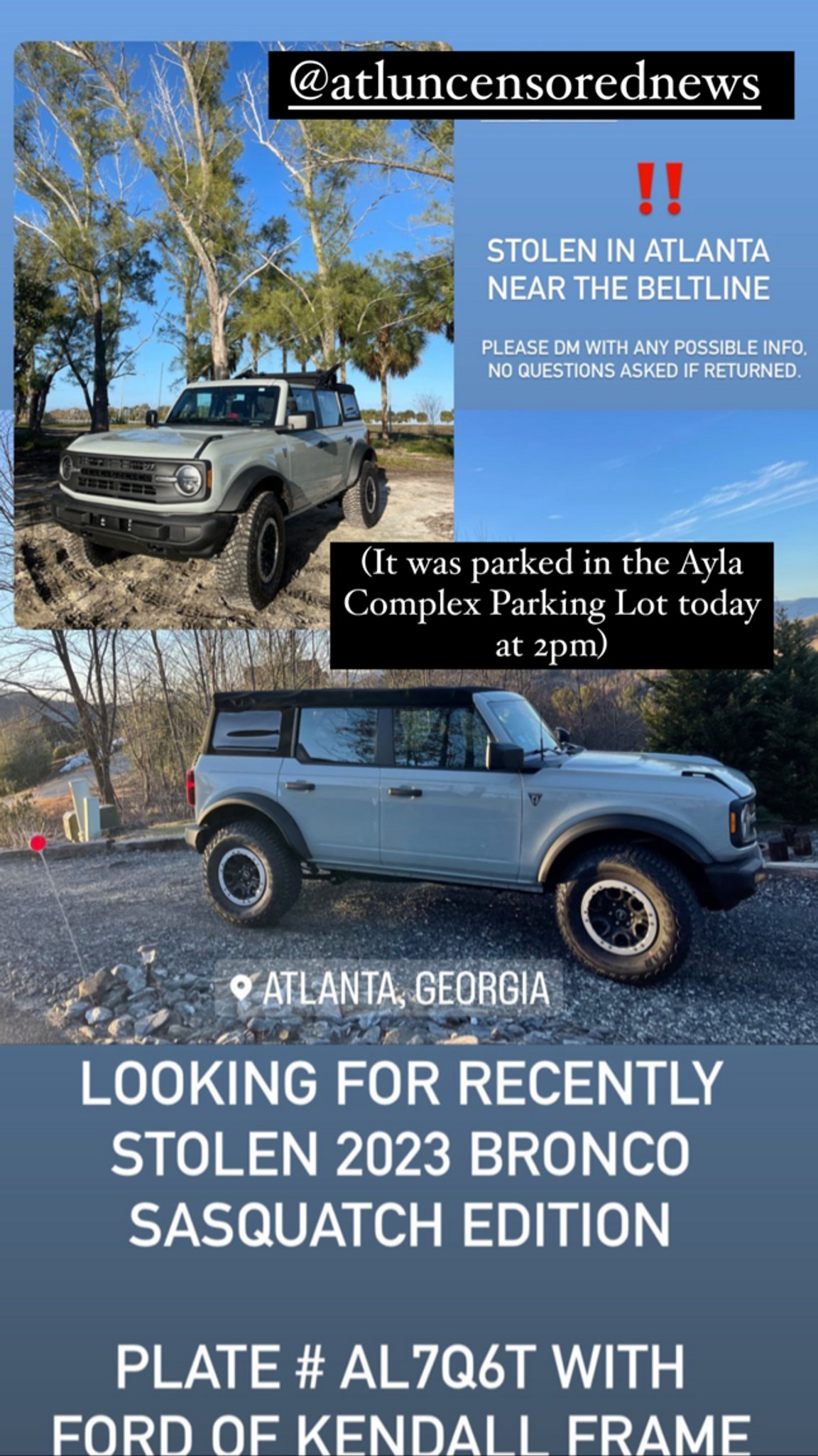 Hey Guys! Someone stole my 2023 Ford Bronco Sasqua... | Fishbowl