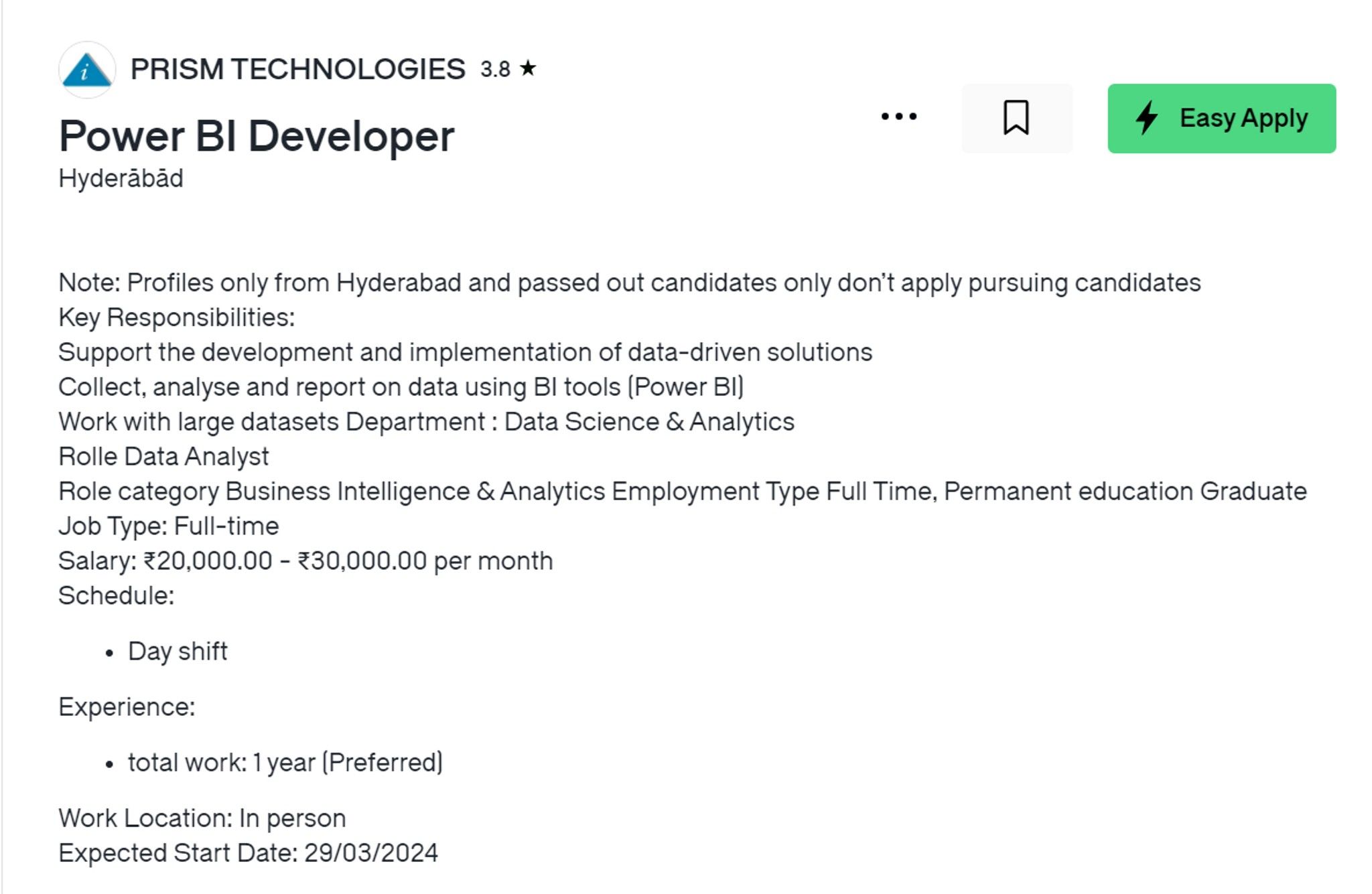 SCAM Alert I attended an interview at Prism Technologies for a Power BI developer role ...