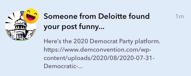 Here’s the 2020 Democrat Party platform. https://w... | Fishbowl