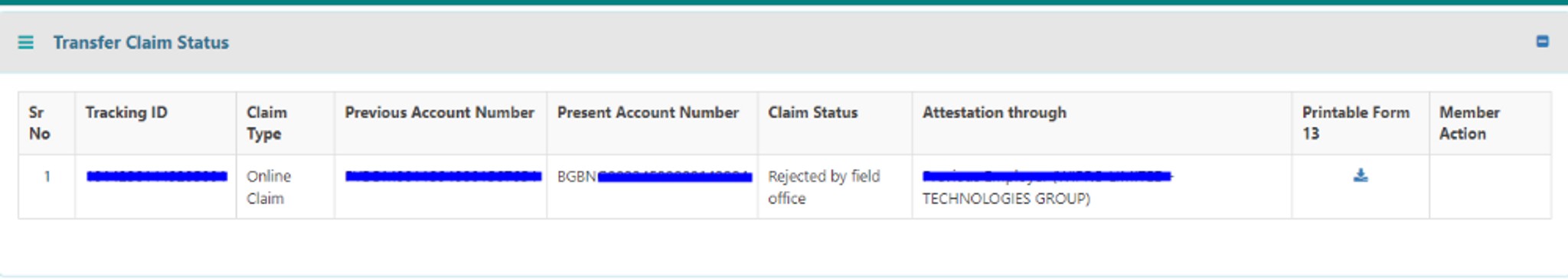 Hiya, My PF transfer is rejected by field office from previous company(trust) to current company ...