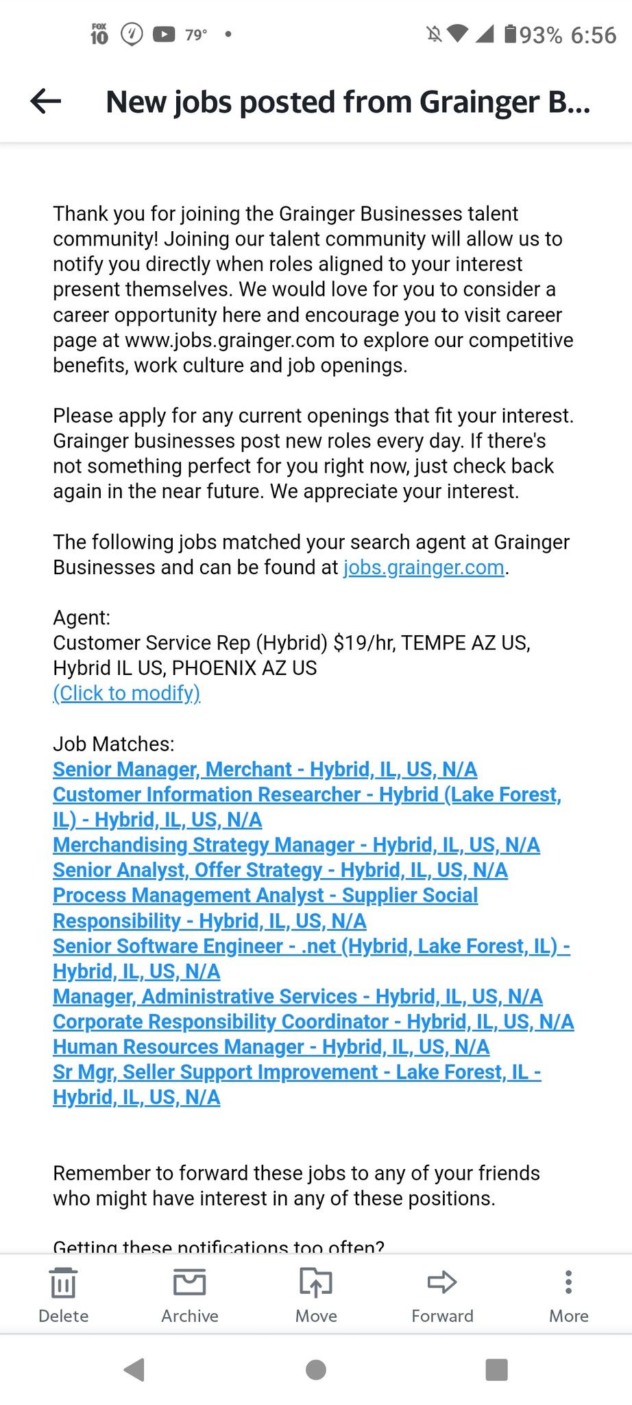 Good morning everyone here are some more jobs for Grainger. Just go to ...