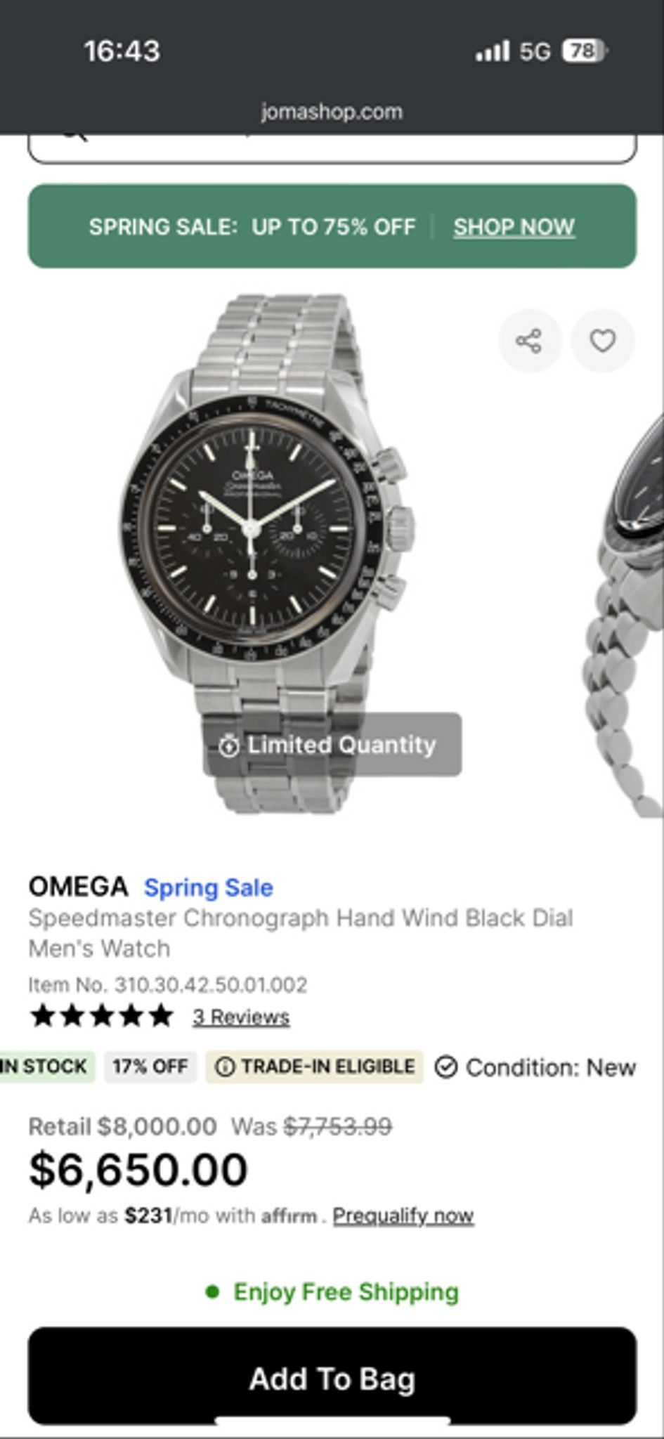 How can Jomashop offer a new speedmaster professio... | Fishbowl