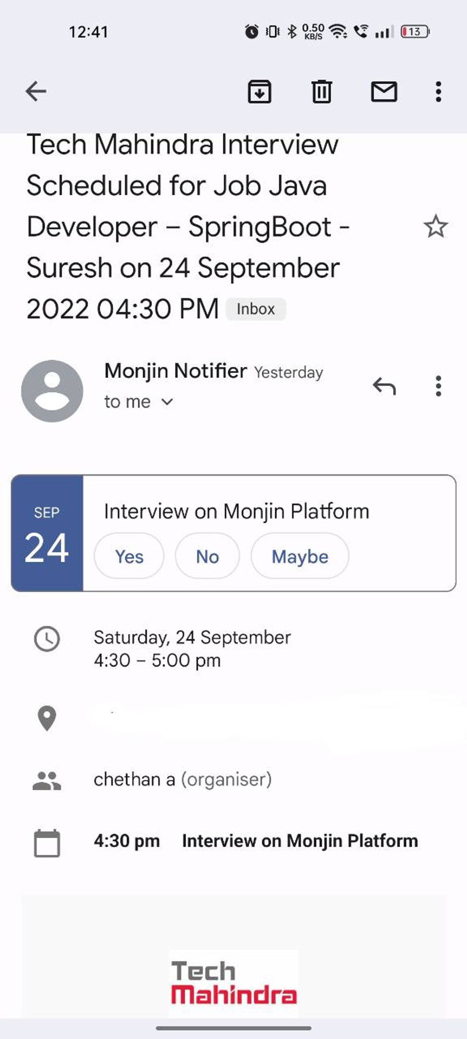 Tech Mahindra interview from monjin platforms are genuine or fake ...