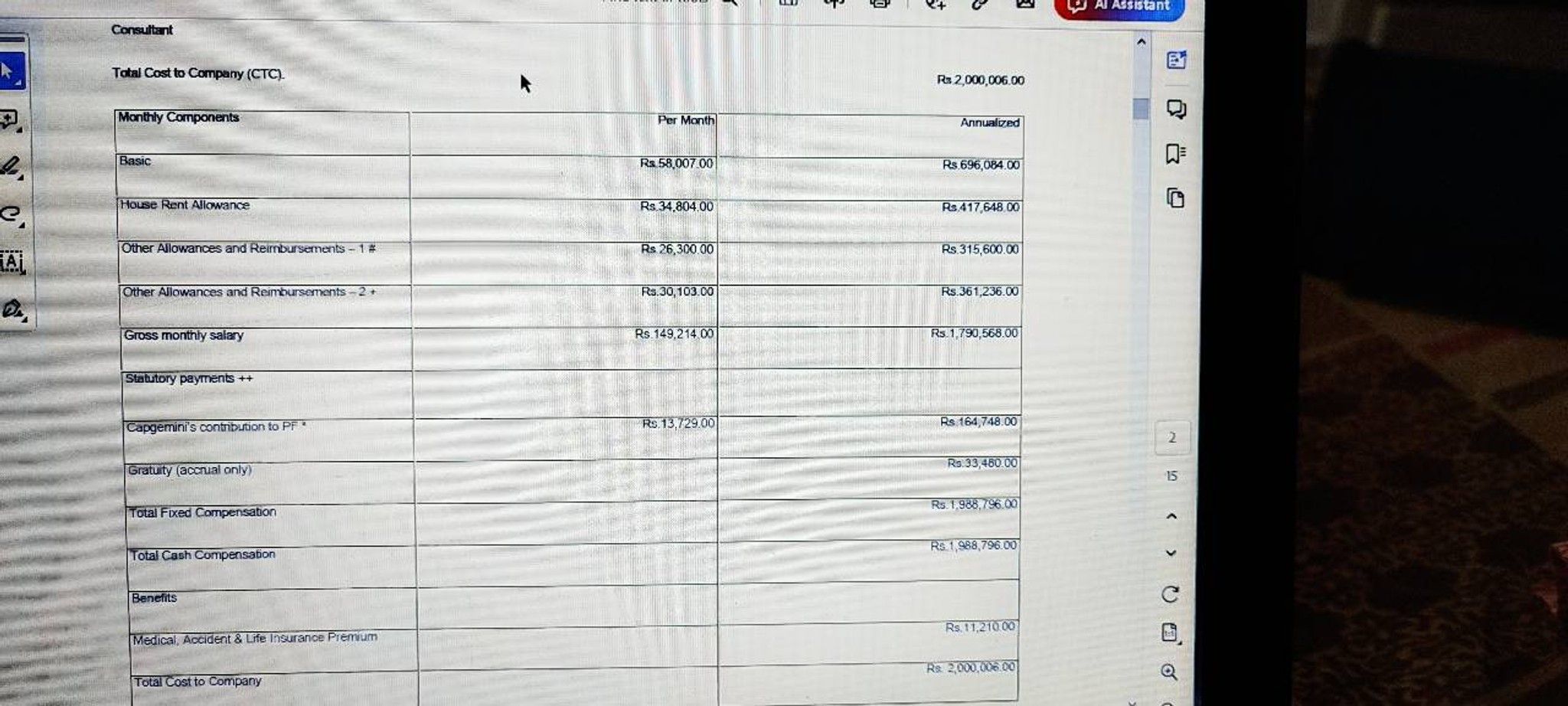 Hi All, can you please help me with monthly inhand salary for the below ...