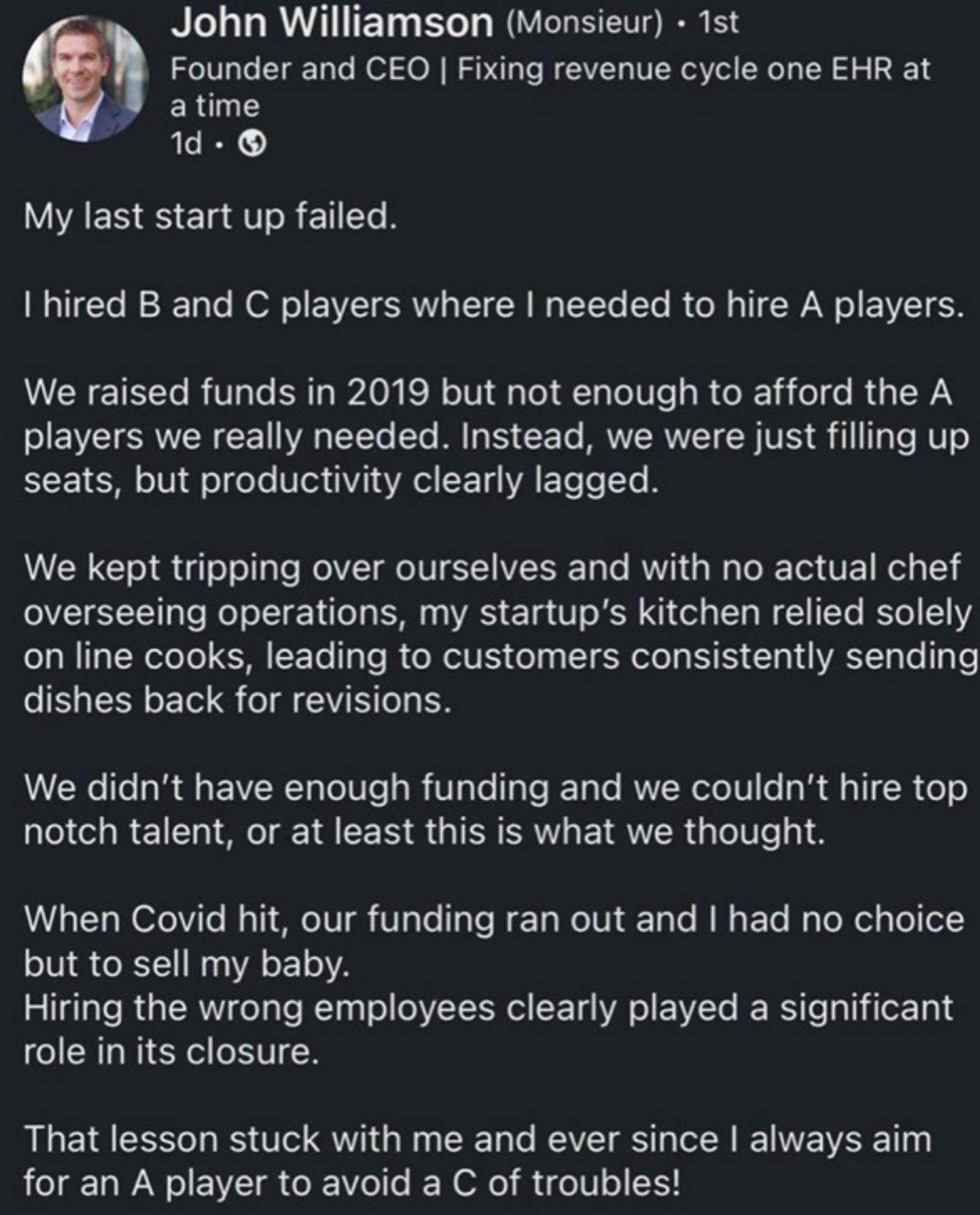 Another “founder and ceo” who blames everyone but himself for his own ...